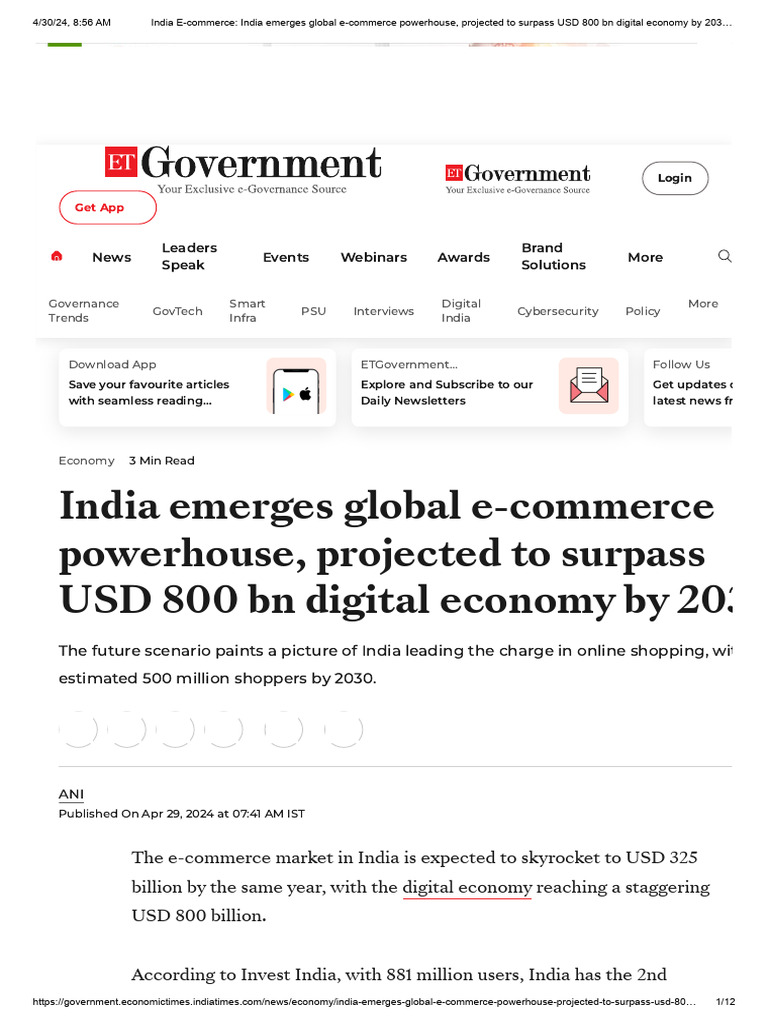 India E-Commerce - India Emerges Global E-Commerce Powerhouse, Projected To Surpass USD 800 BN ...