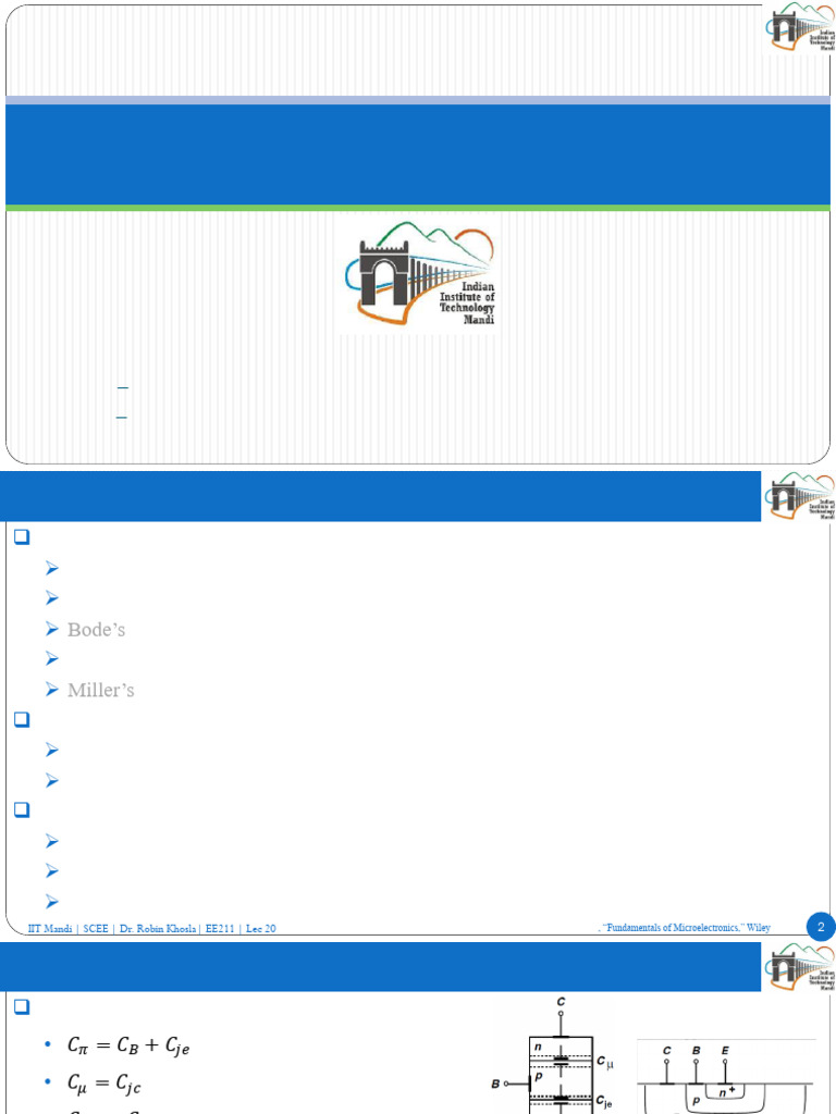 Lec 20. EE211 - HF Transistors Model and CE CS Frequency Response | PDF