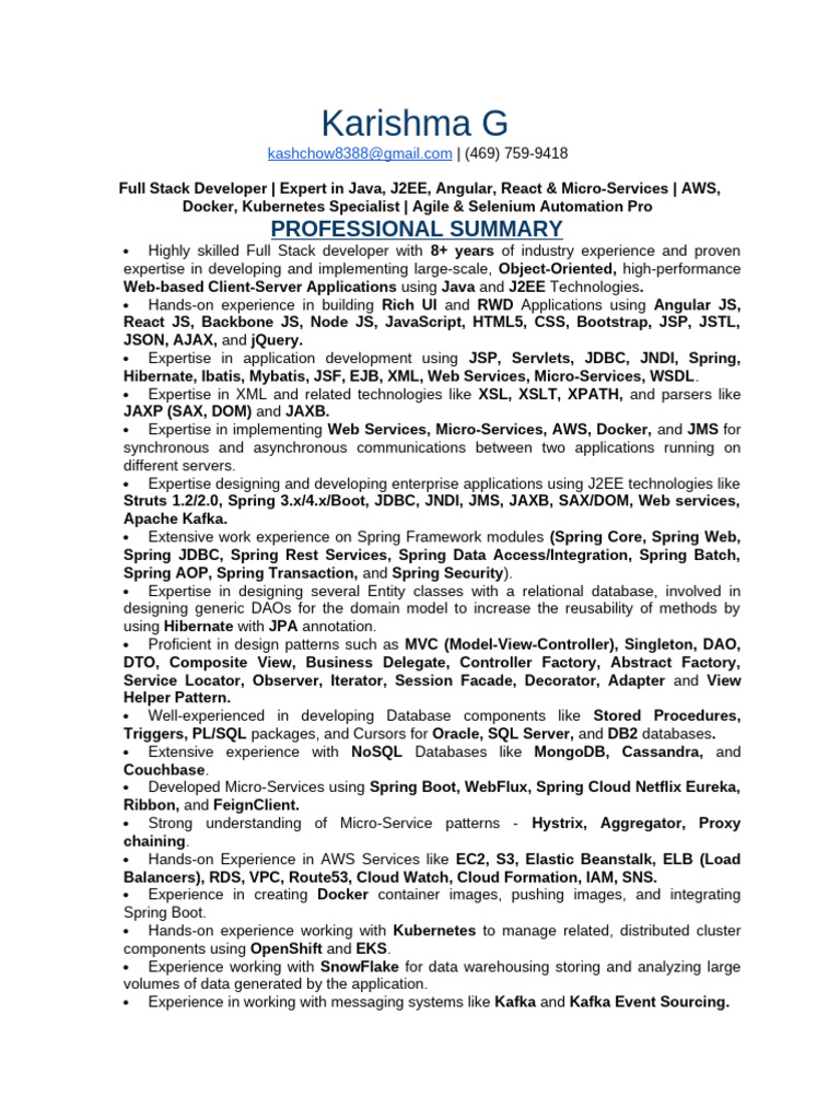 Karishma Javafullstack | PDF