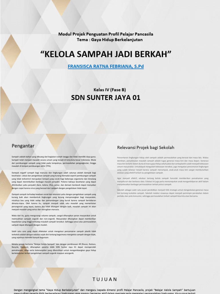 Modul P5 Kelas 4 Semester 1 SDN Sunter Jaya 01 | PDF