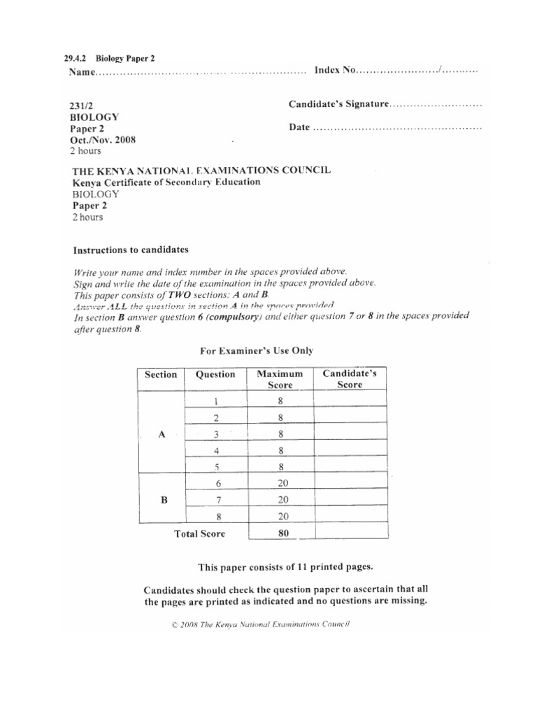 Kcse Biology pp2 2019 | PDF