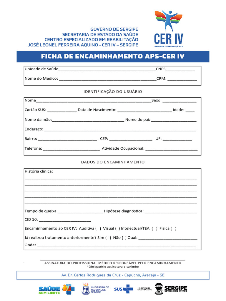 Ficha Encaminhamento APS CER IV | PDF