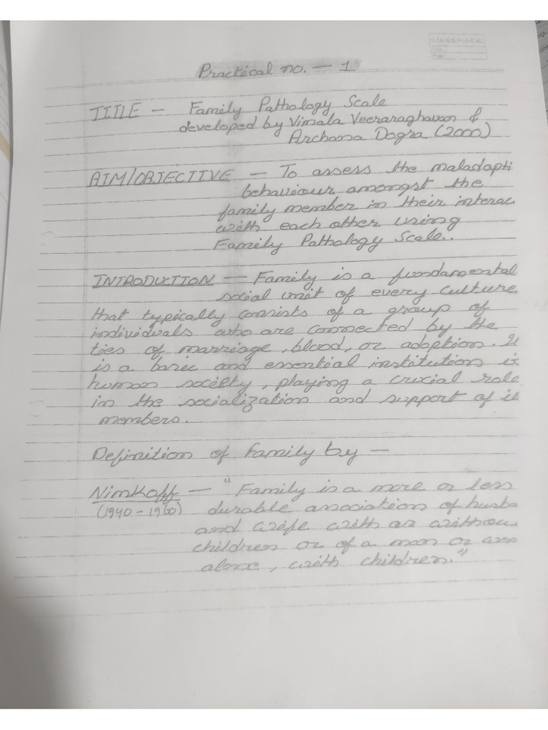 Family Pathology MA 1st Year | PDF