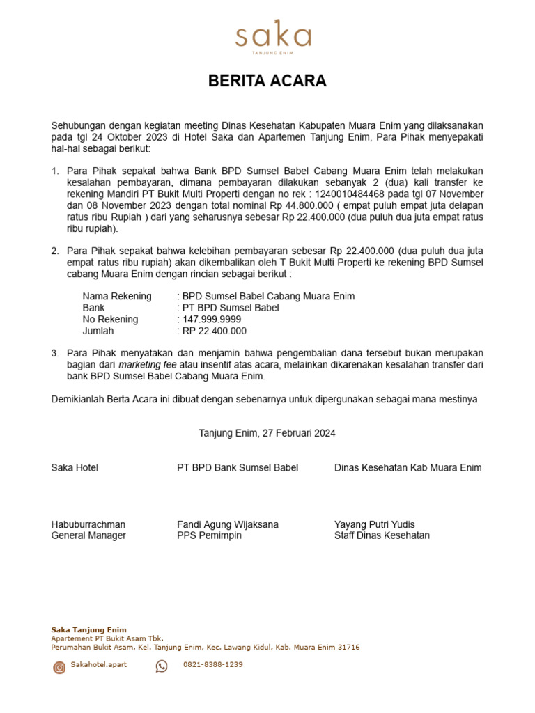 Berita Acara Refund | PDF