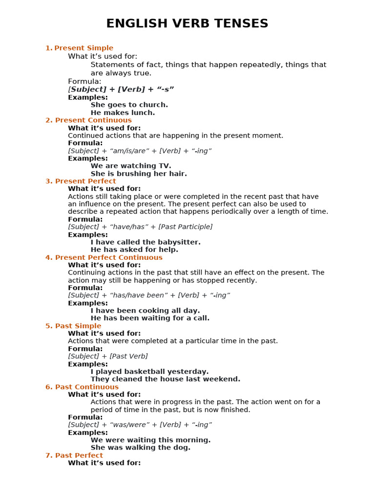 English Verb Tenses | PDF