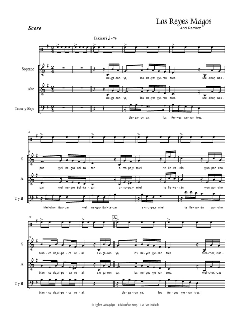 Los Reyes Magos SCORE | PDF