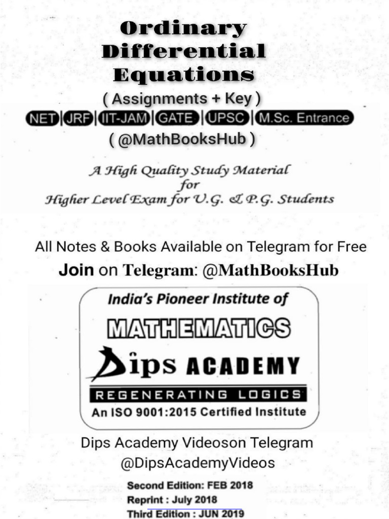 Dips - ODE (Assignment + Key) @MathBooksHub | PDF