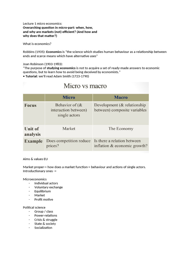 Lecture 1 Micro Economics 5.0 | PDF