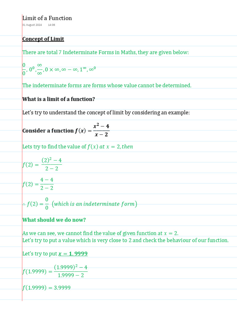 Limit of A Function | PDF