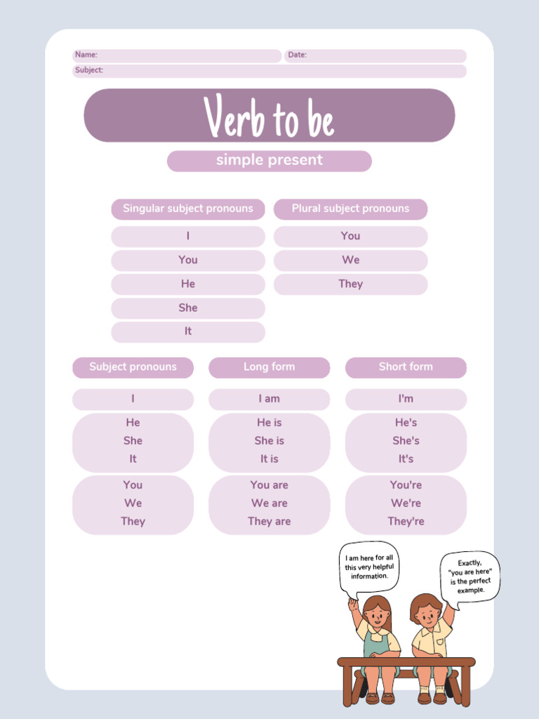 Verb To Be Grammar Worksheet | PDF | Subject (Grammar) | Morphology