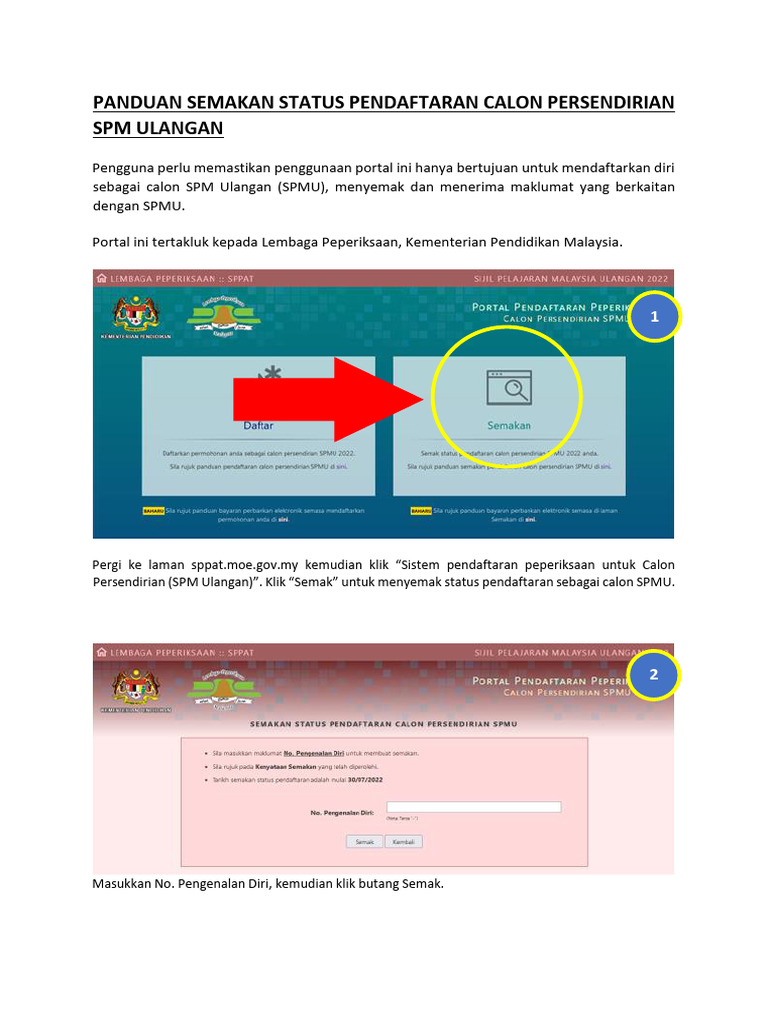 Panduan Semak Pendaftaran SPMU | PDF