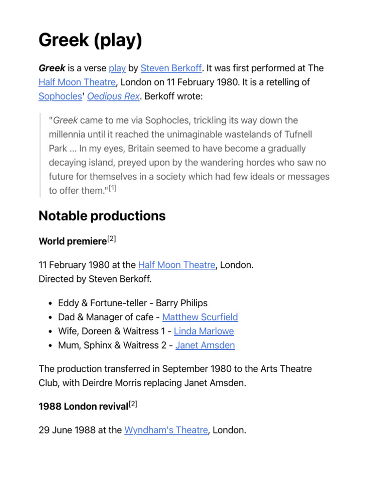 Greek (Play) | PDF