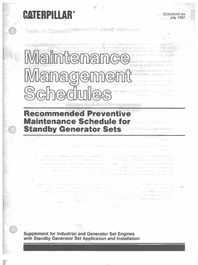 Maintenance Management Schedule - CAT Recommended PMS For Standby ...