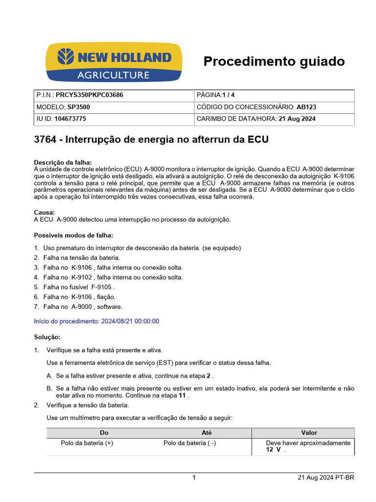 SP 3500 (Alayr) Falha 3764 | PDF