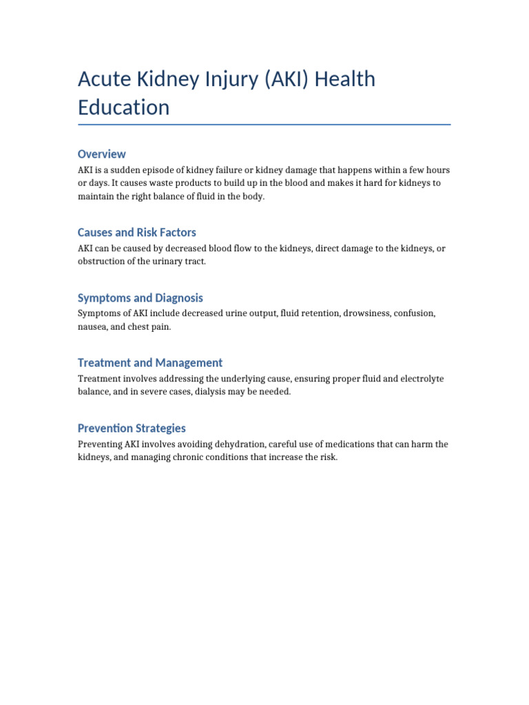 AKI Health Education | PDF