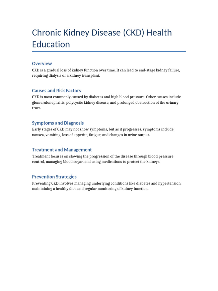 CKD Health Education | PDF