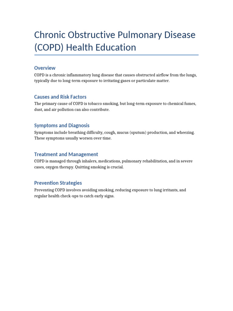 COPD Health Education | PDF
