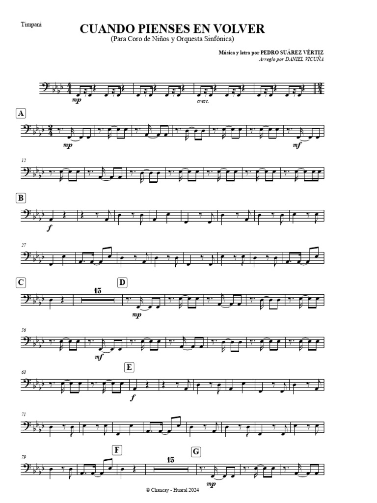 Cuando Pienses en Volver - Timpani | PDF