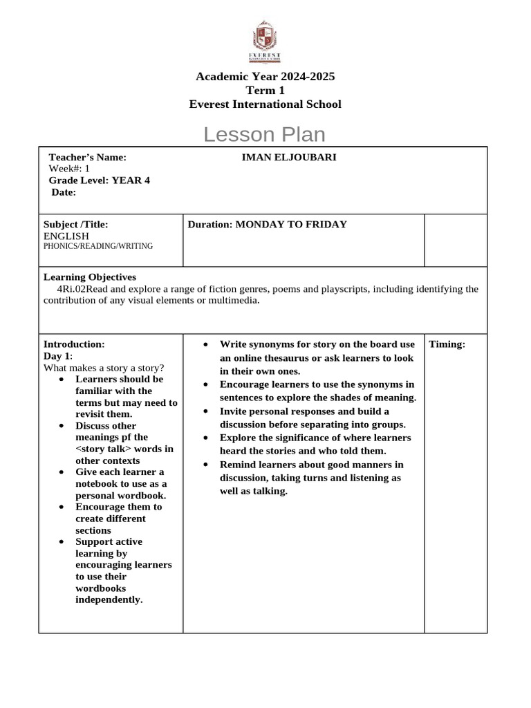 Lesson Plan | PDF