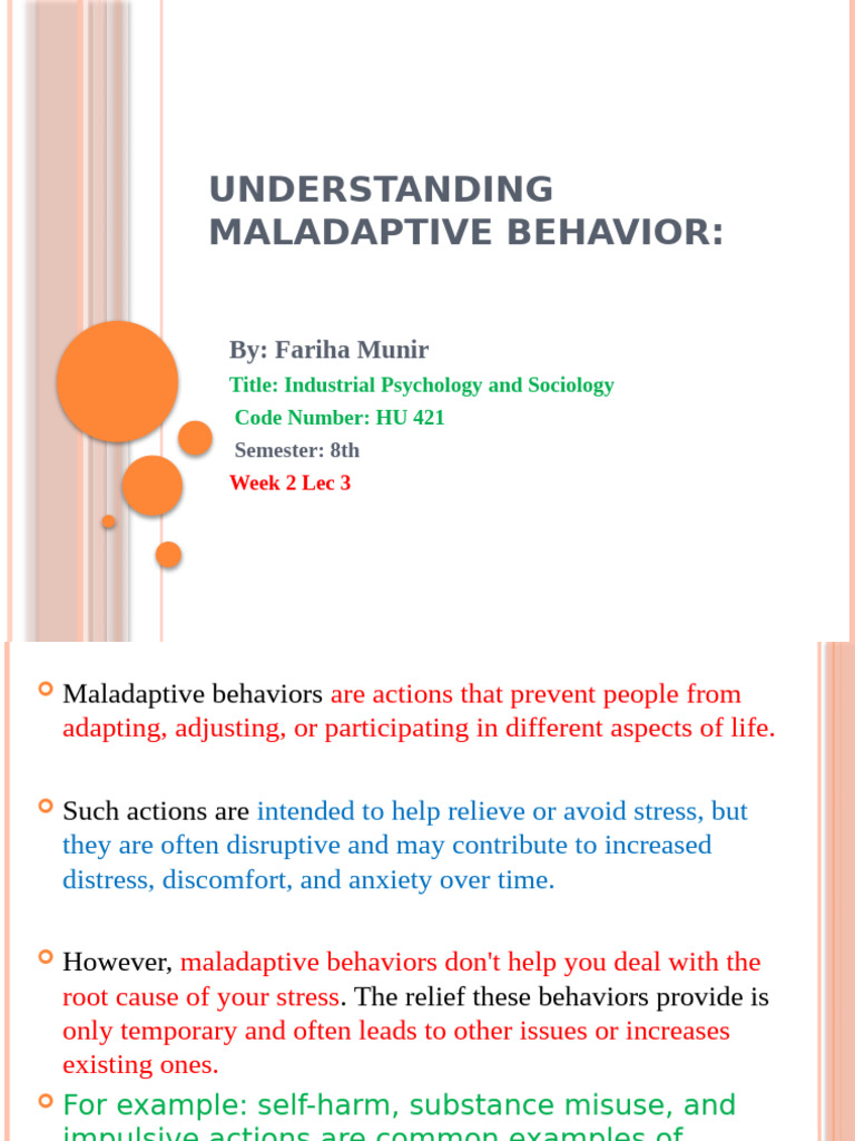Week 2 Lec 3 (Understanding Maladaptive Behavior) | PDF