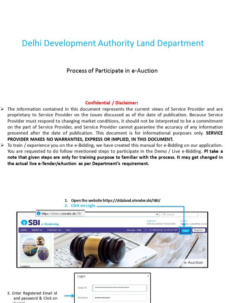 DDA Land-e-Auction Process For Bidder | PDF