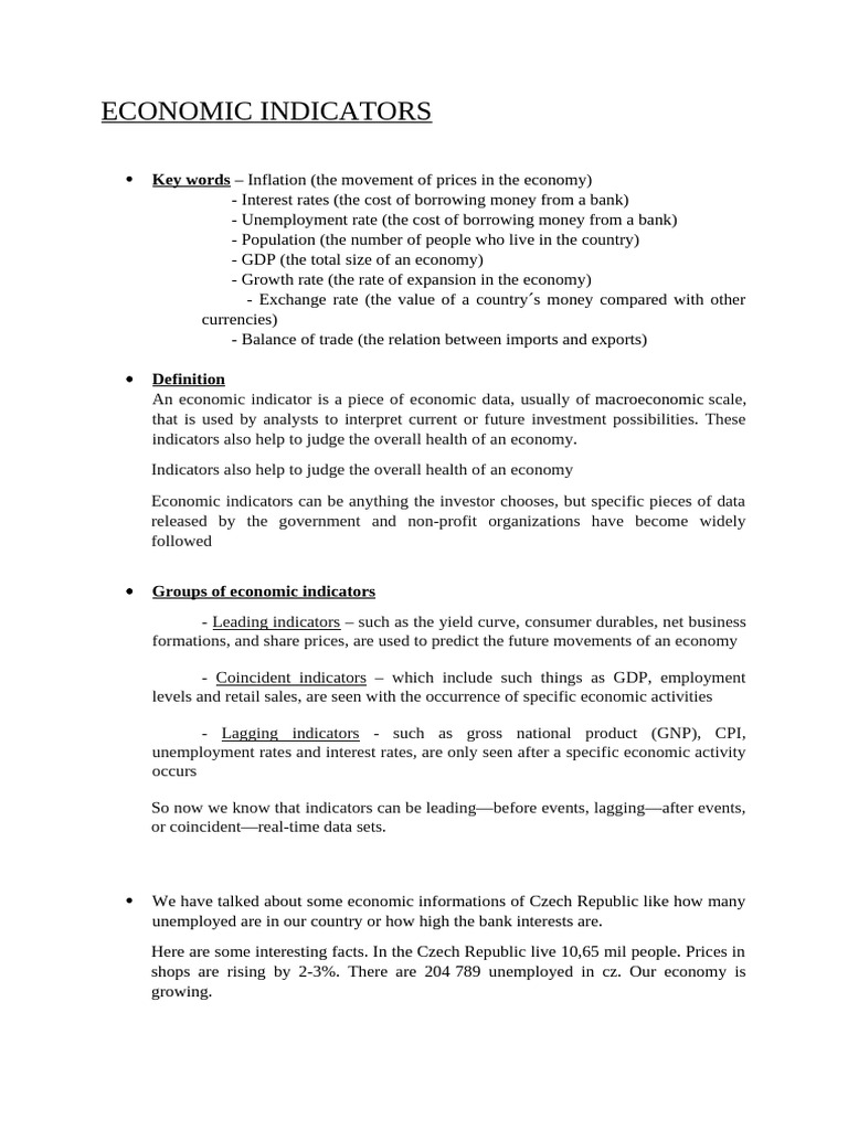 Eft - Portfolio 4 ECONOMIC INDICATORS | PDF
