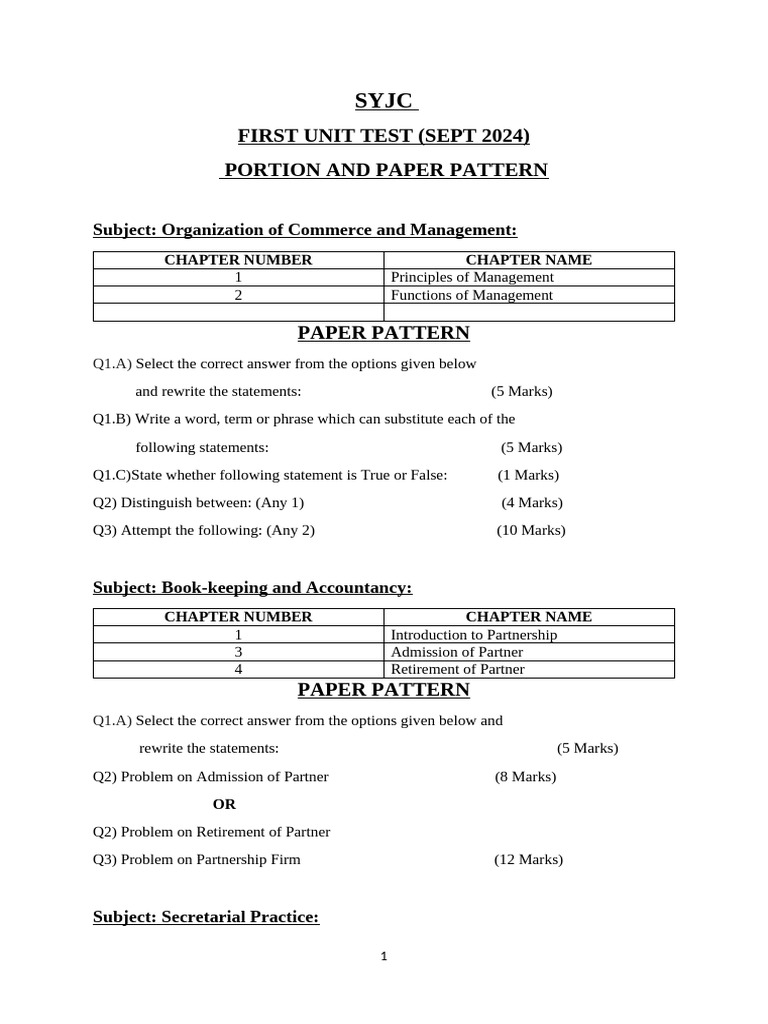 OC, BK, SP & CO-OP Portion & Paper Pattern FUT | PDF