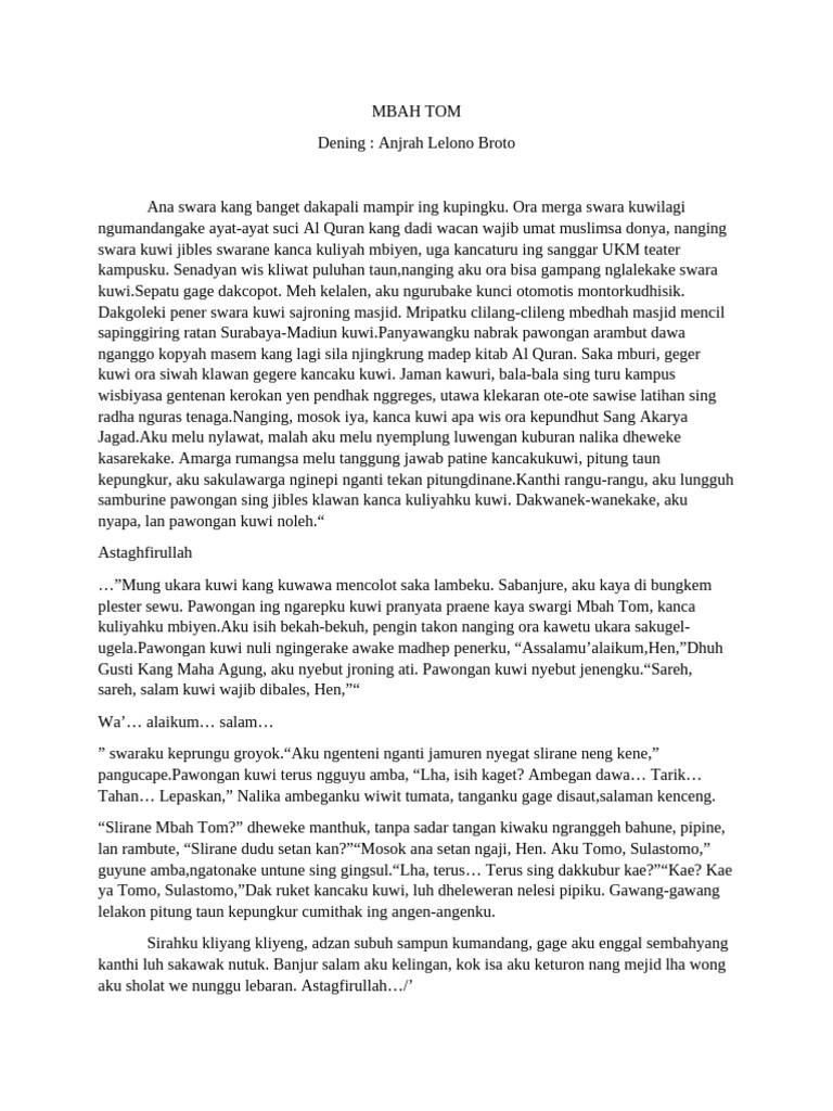 Mbah Tom | PDF