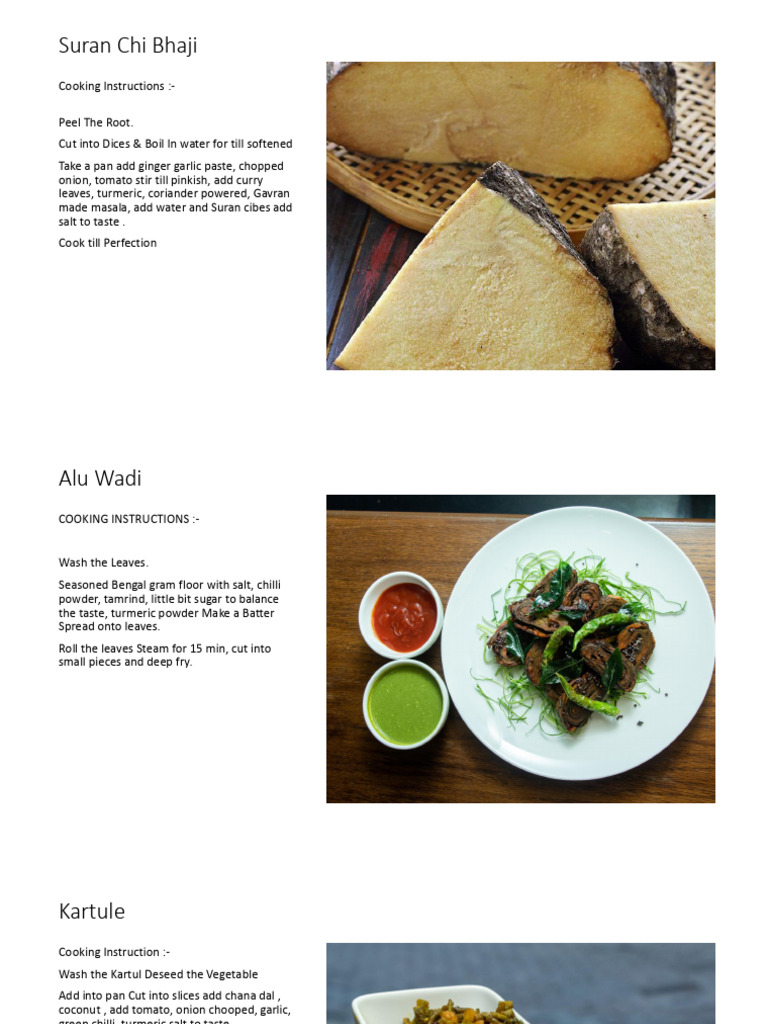 Raan Bhaji Photo With Recipe New | PDF