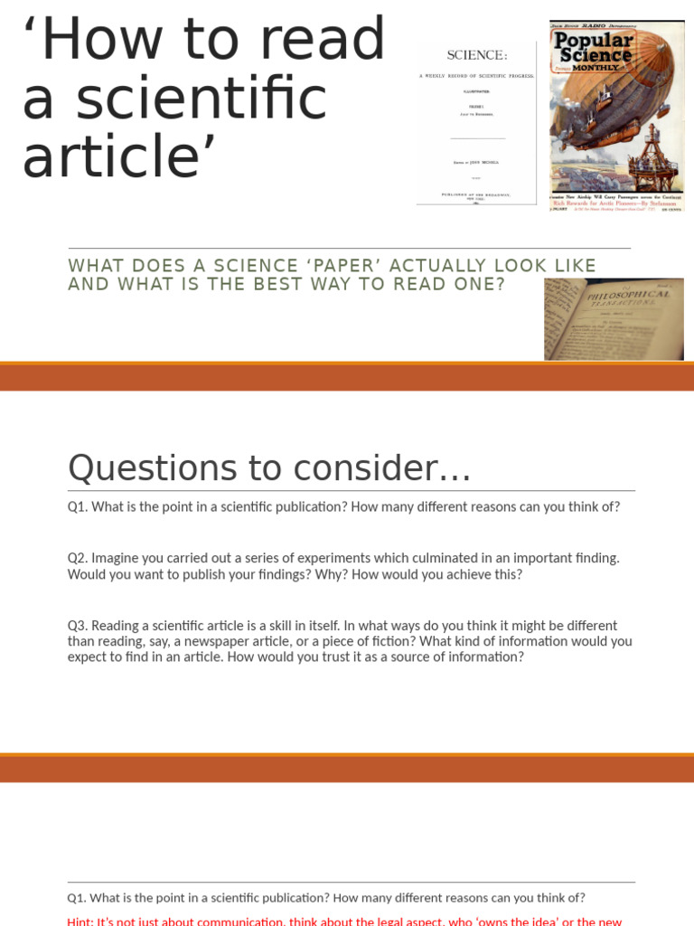 How To Read A Scientific Article | PDF