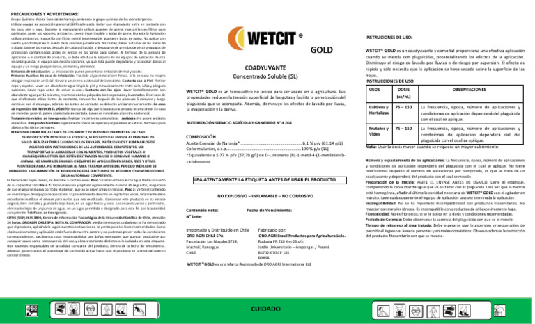 Anexo 105 - Etiqueta - Wetcit Gold Verde | PDF