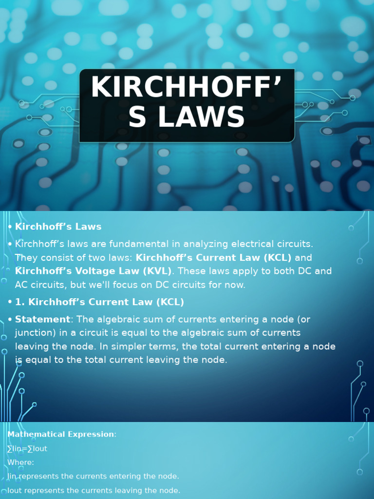 Kirchhoff's Laws | PDF