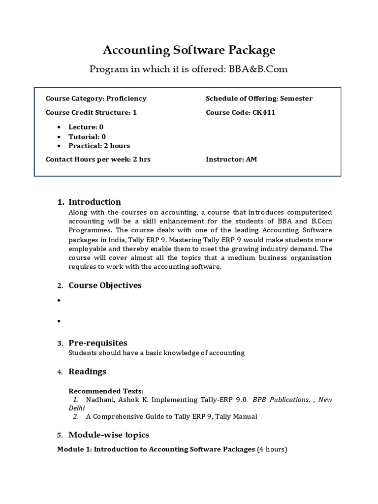 Accounting Software Package | PDF