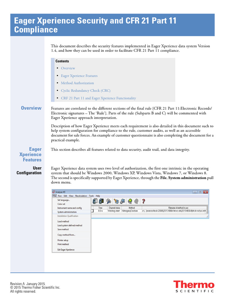 Eager Xperience and CFR21 Part 11 | PDF