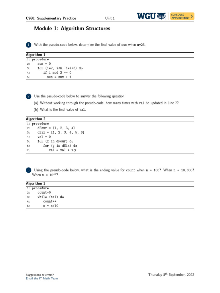 D422 Unit 1 Algorithms | PDF D422 Unit 1 Algorithms | PDF