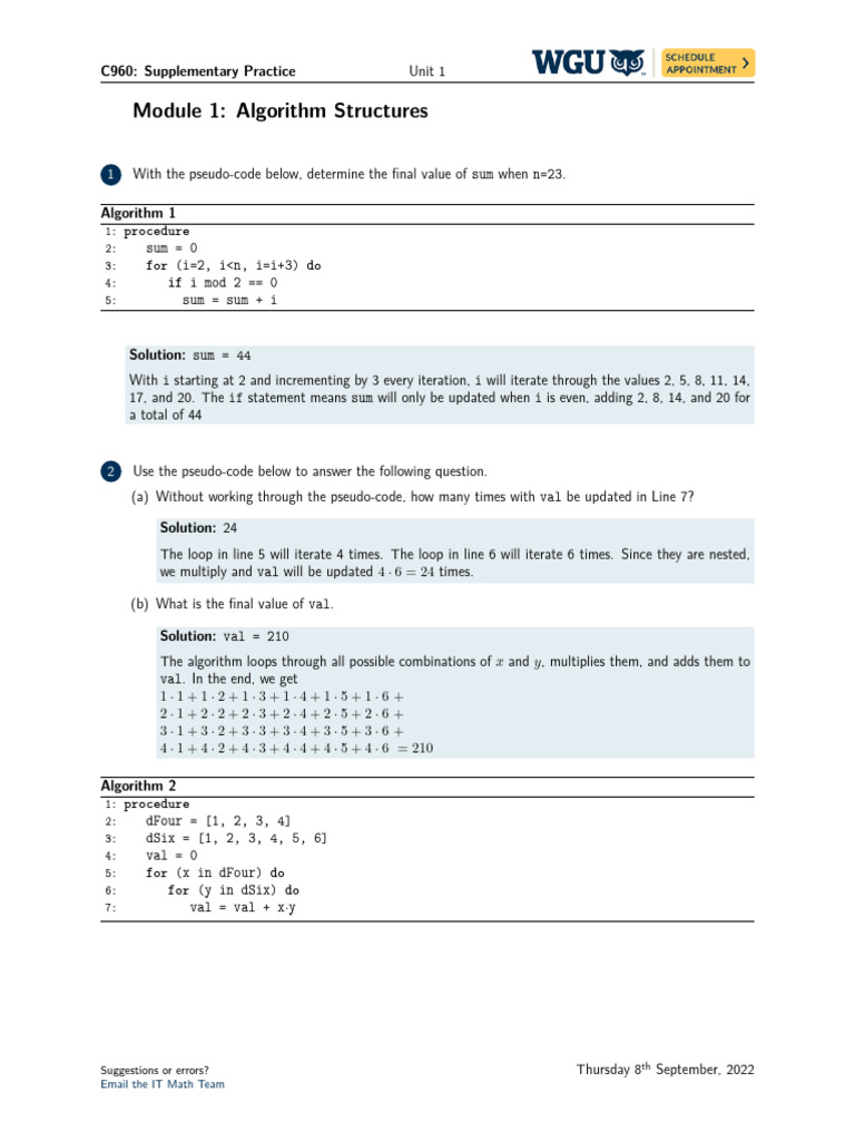 D422 Unit 1 SOLN Algorithms | PDF