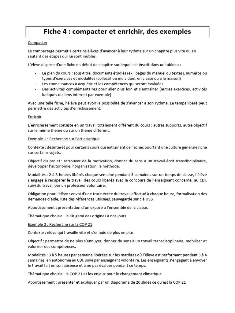 Fiche 4 Compacter Et Enrichir Des Exemples 23486 | PDF