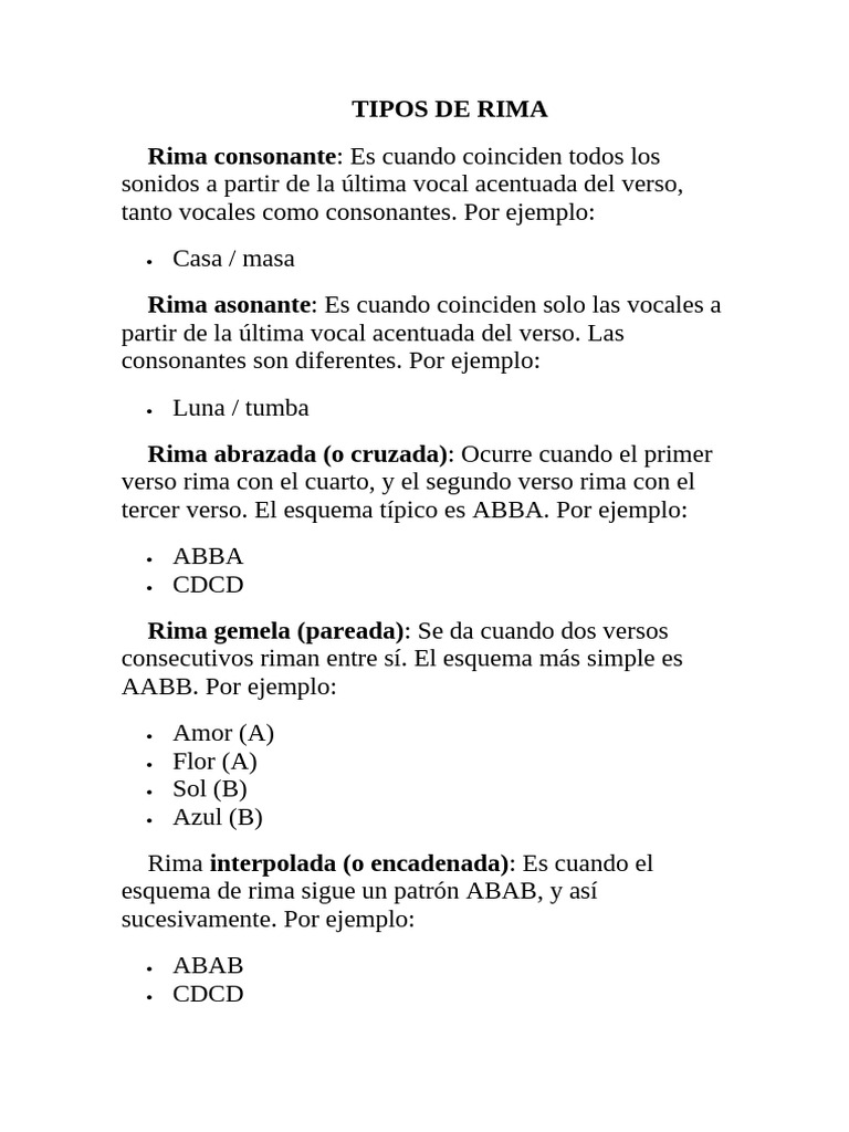 Tipos de Rima | PDF