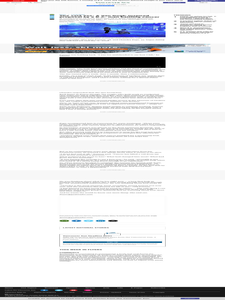 She Said Yes A Van Gogh-Inspired Proposal by A BC Man Battling Cancer Vancouver Sun | PDF