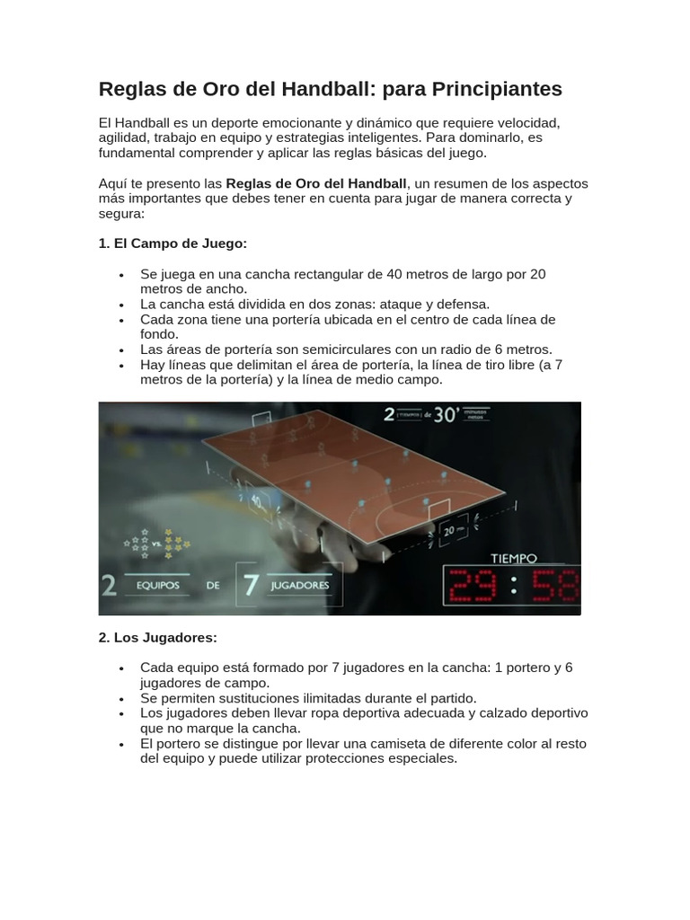 Reglas de Oro Del Handball | PDF