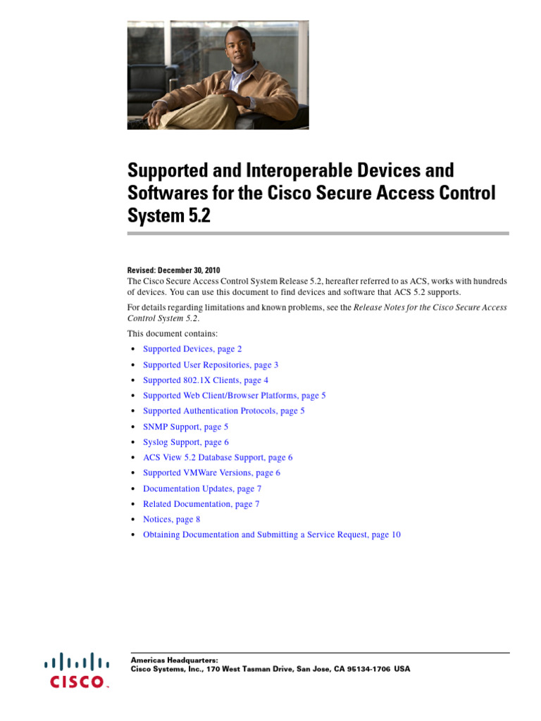 Supported and Interoperable Devices and Softwares For The Cisco ACS | PDF