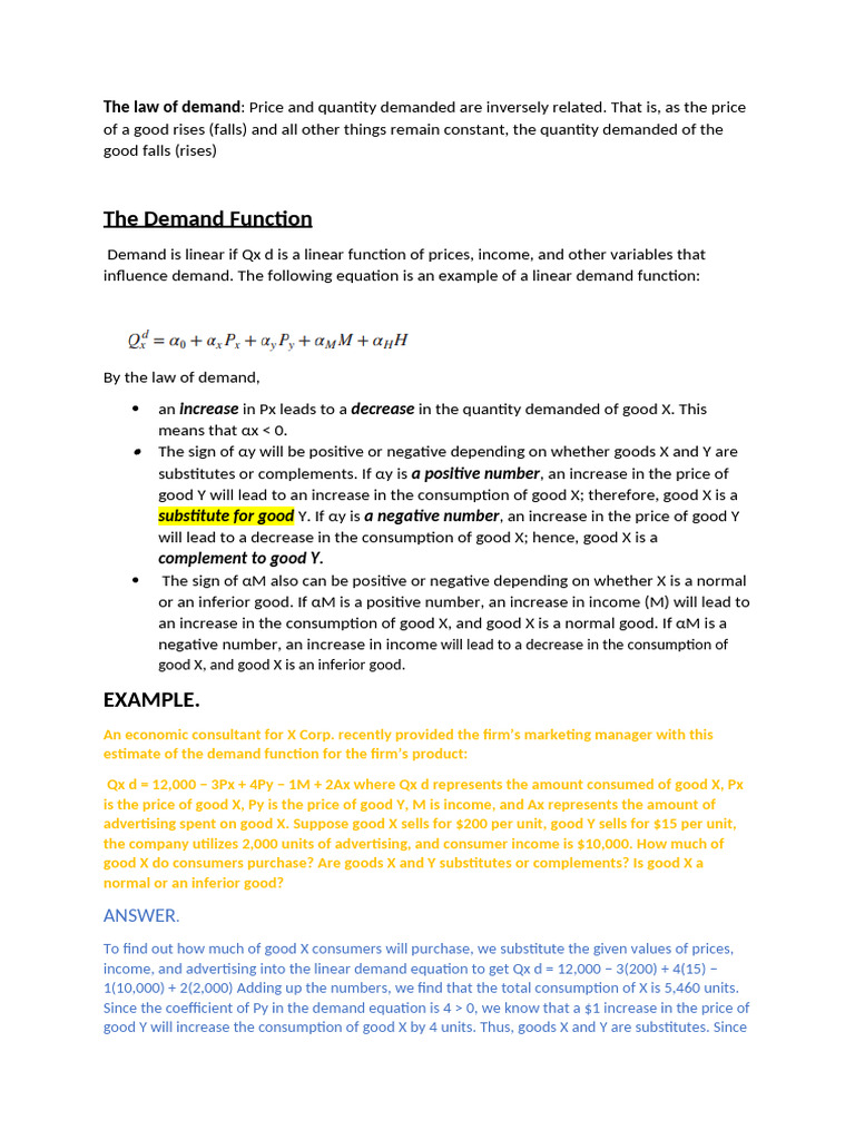 The Law of Demand | PDF