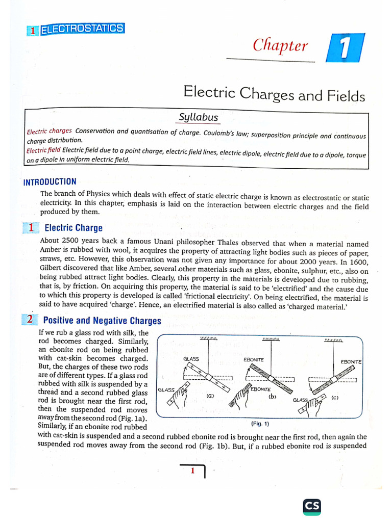 Ch1 Electric Charges and Fields | PDF