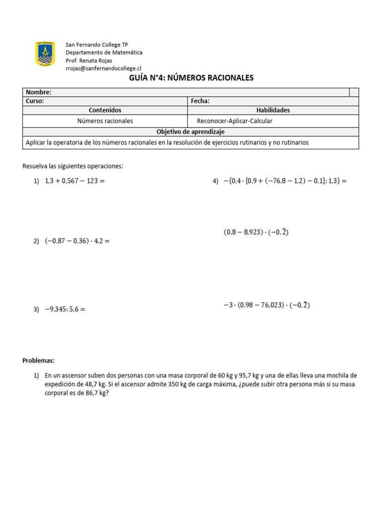 Guia 4 Matematica 1°medio | PDF