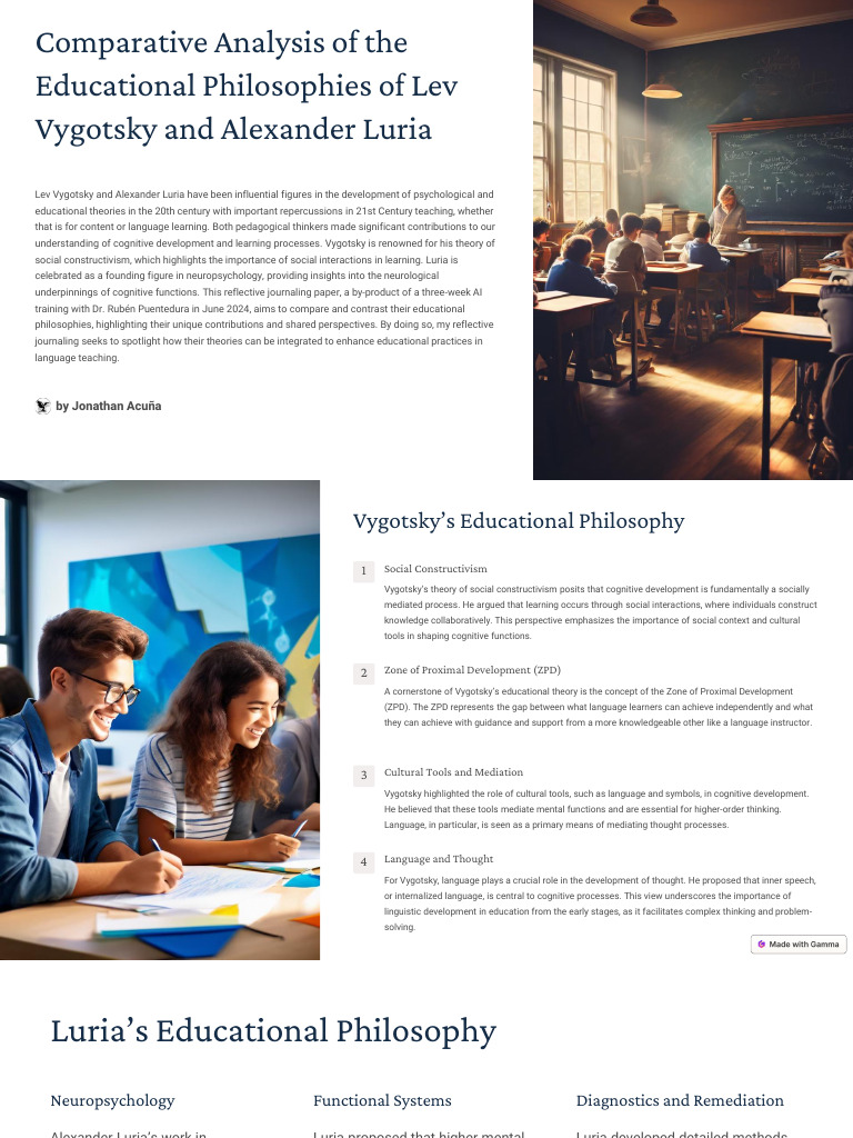 Comparative Analysis of The Educational Philosophies of Lev Vygotsky and Alexander Luria | PDF