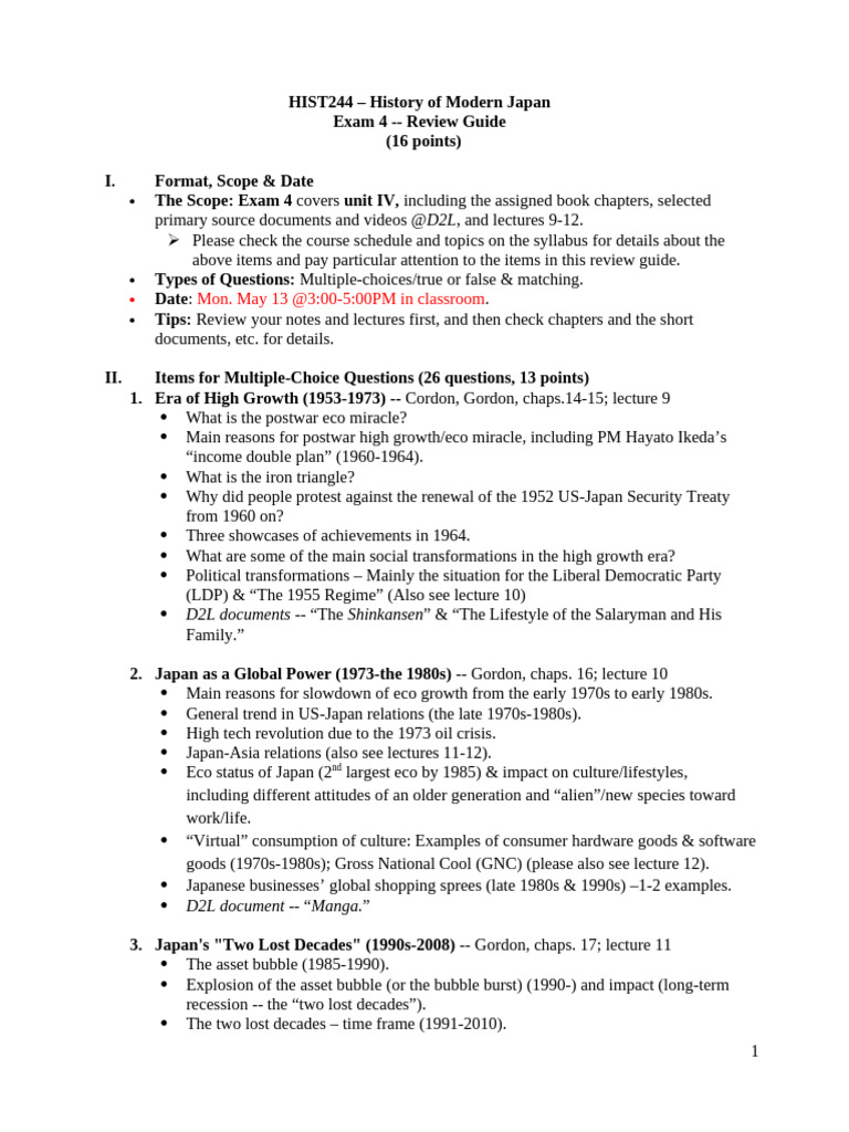Exam 4 - Review Guide | PDF
