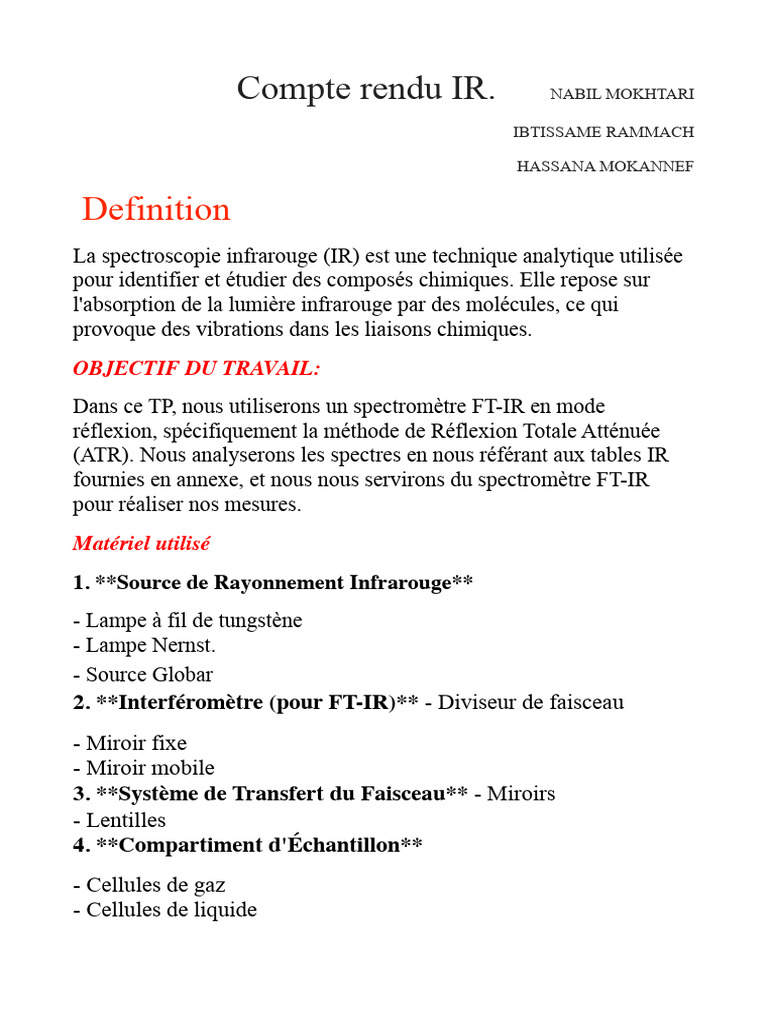 Compte Rendu IR.: Objectif Du Travail | PDF