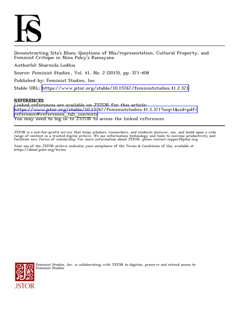 Lodhia DeconstructingSitasBlues 2015 | PDF