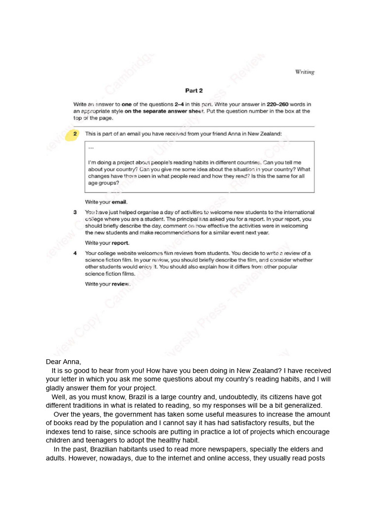 Letter - Reading Habits | PDF