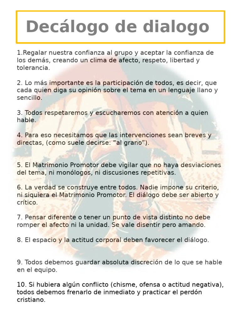 Decalogo Del Dialogo en Equipo | PDF